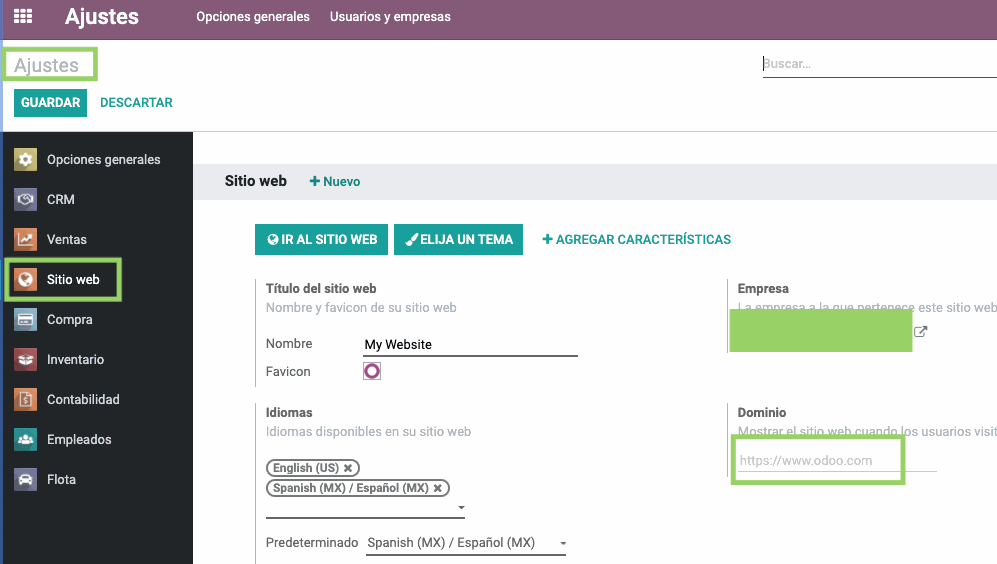 Utiliza tu dominio con Odoo
